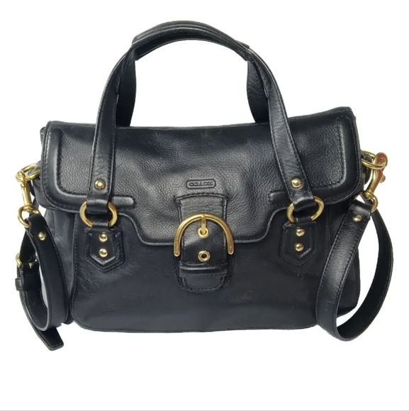 Coach | Bags | Coach Eva Black Leather Handbag Shoulder Bag F28629 ...